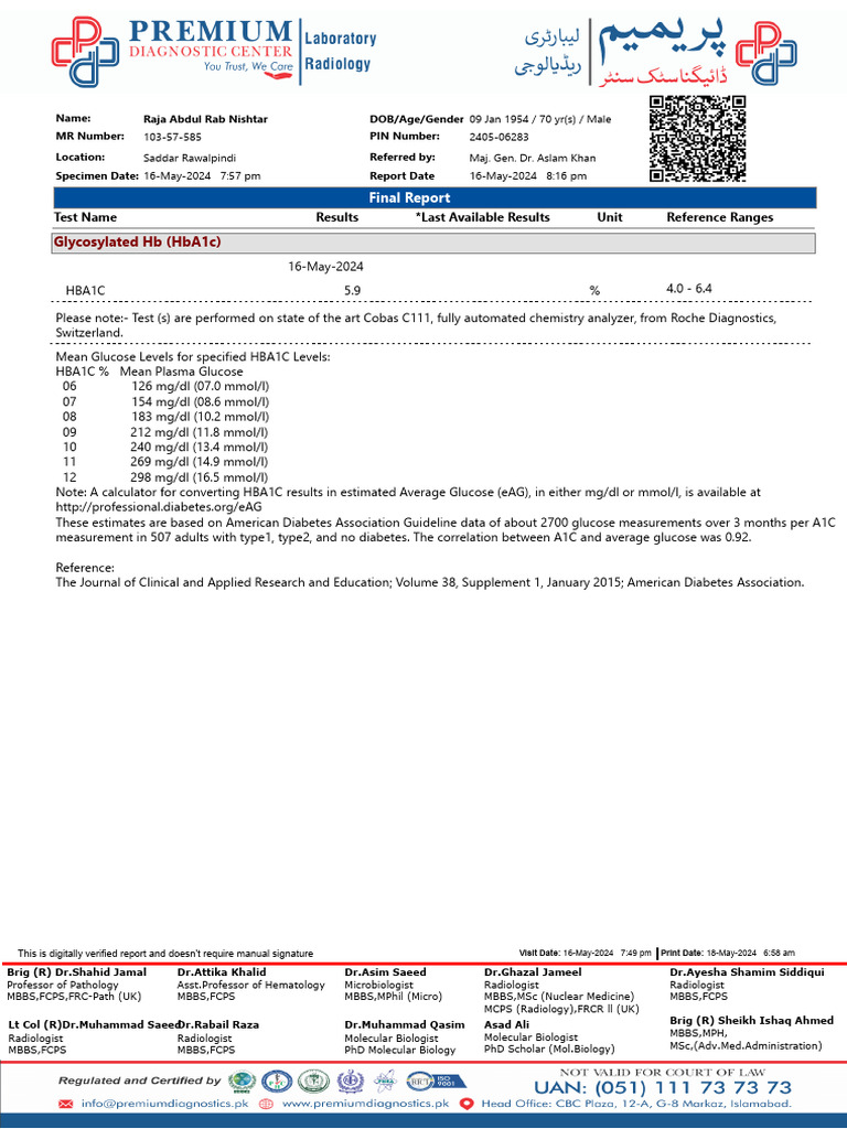HBA1C Format | PDF