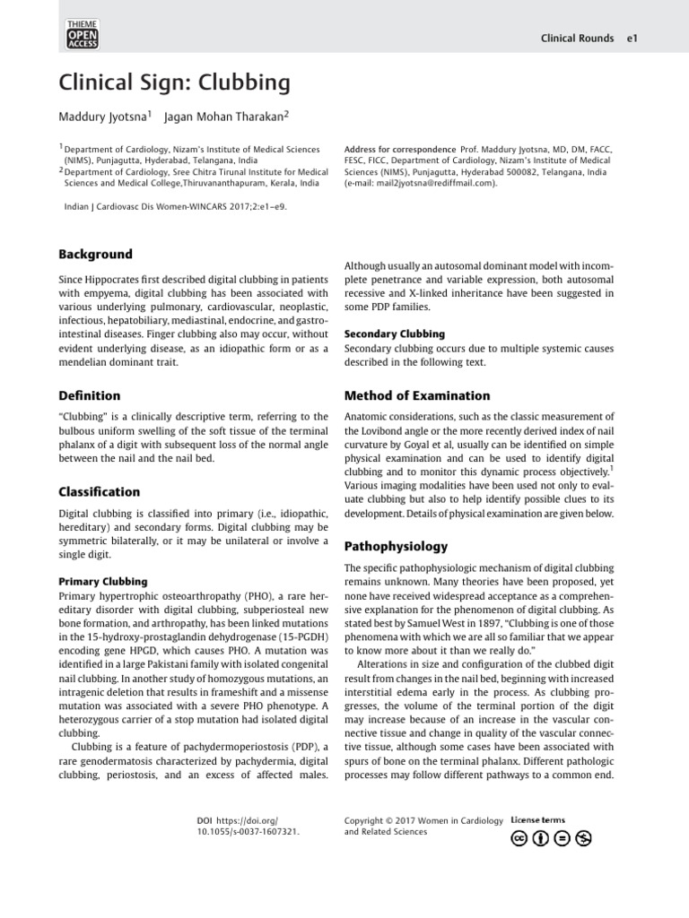 Clinical Sign Clubbing | PDF | Atrium (Heart) | Cardiovascular System