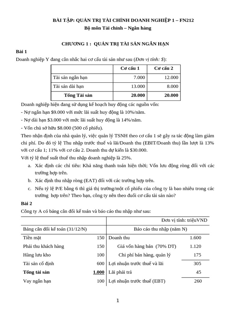 BT Quản trị TCDN1 | PDF
