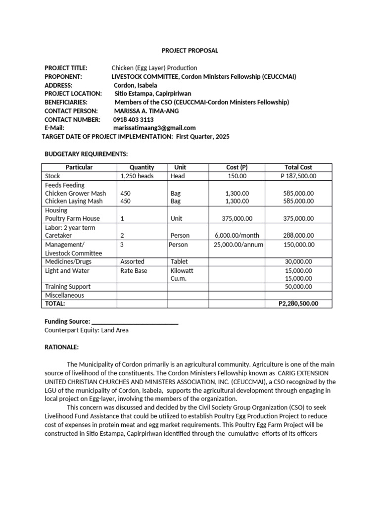 Egg-layer-Proposal 2024 | PDF