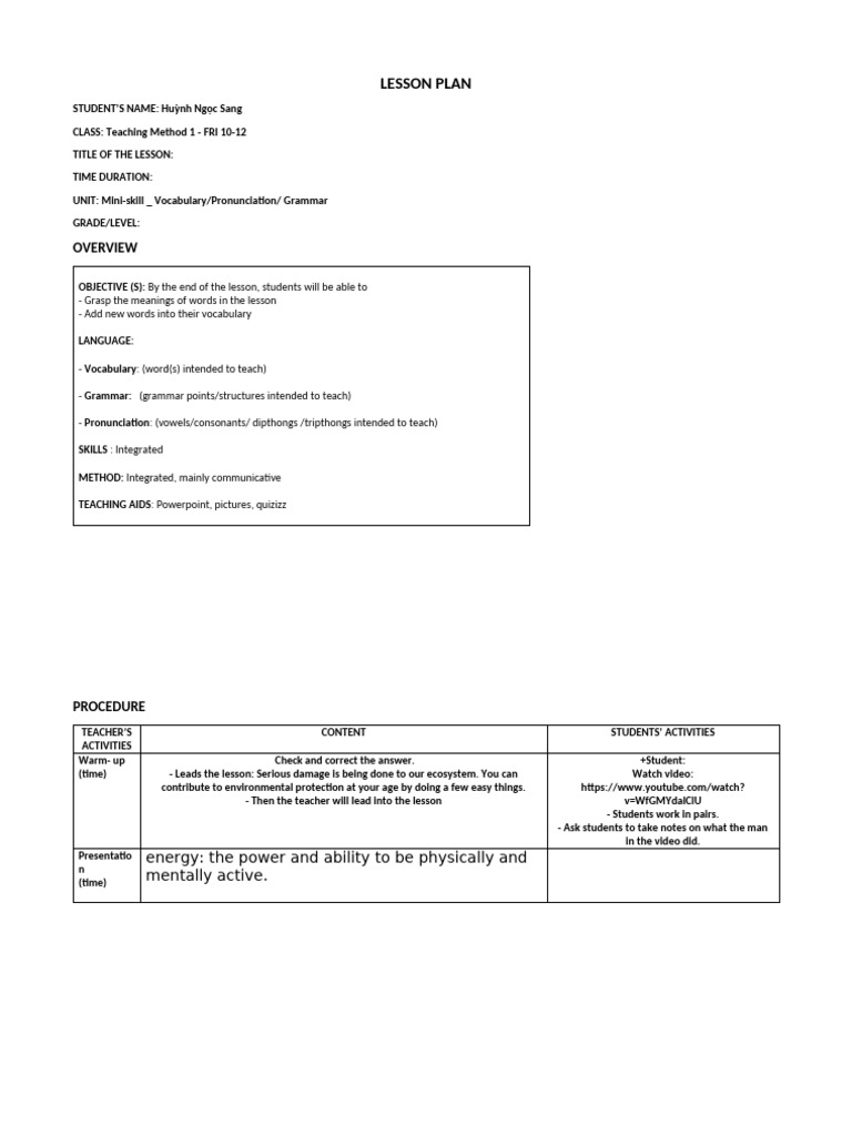 Lesson Plan-Group 5 | PDF