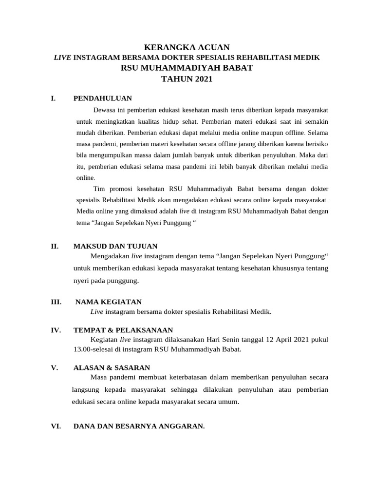 KAK Dan MI Live Insta Bersama Dokter Rehap Medik | PDF