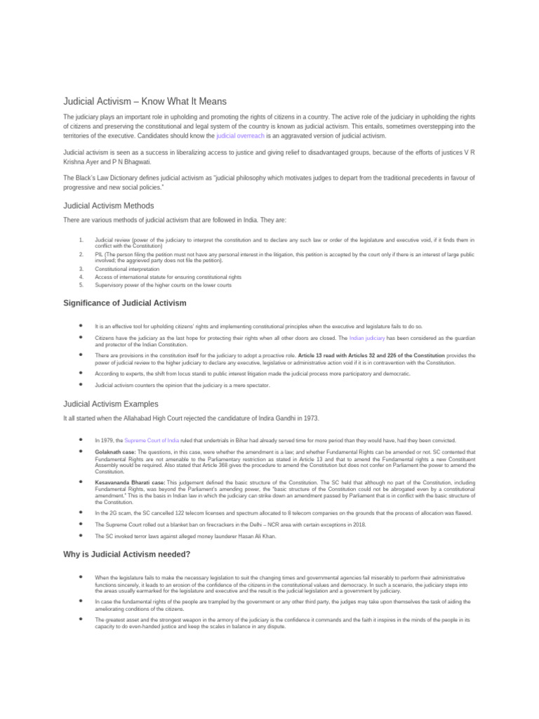 Judicial Activism | PDF