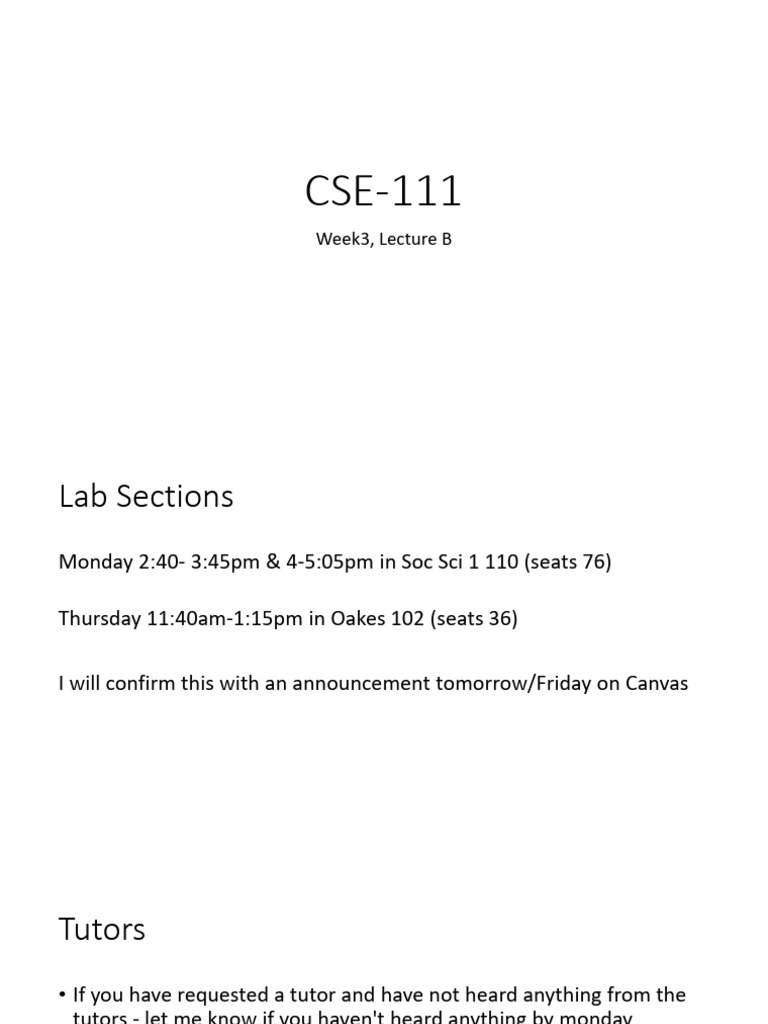 CSE 111 Week3 LectureB SLIDES | PDF