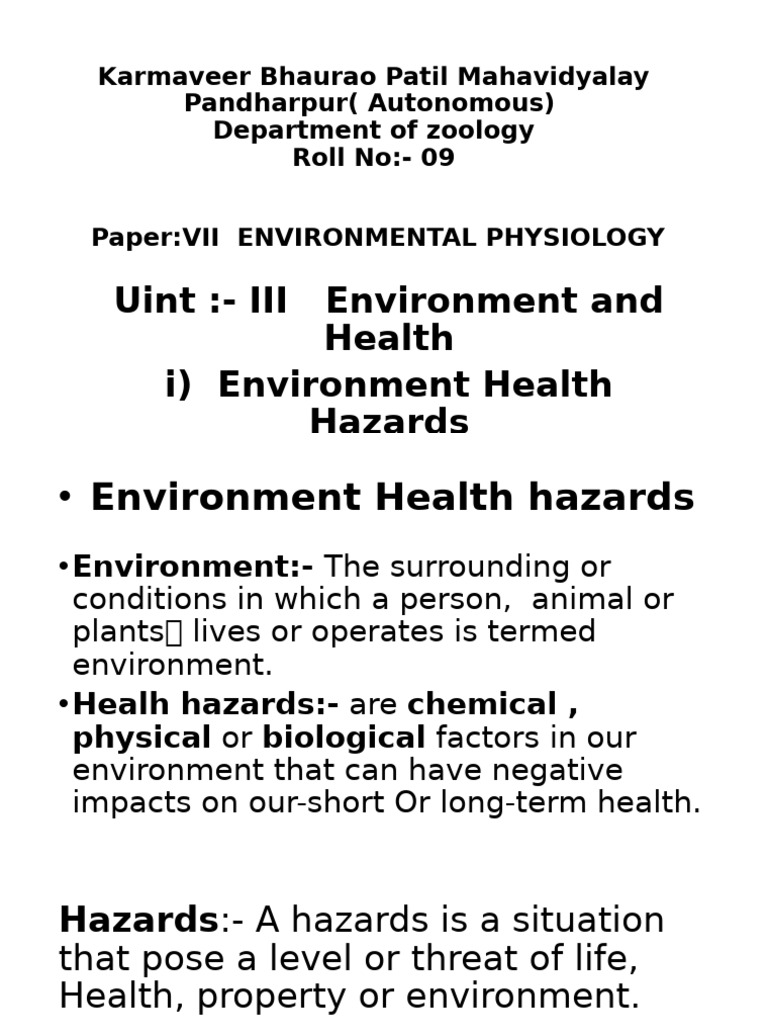 Environmental Health Hazards Overview | PDF | Hazards | Natural Environment