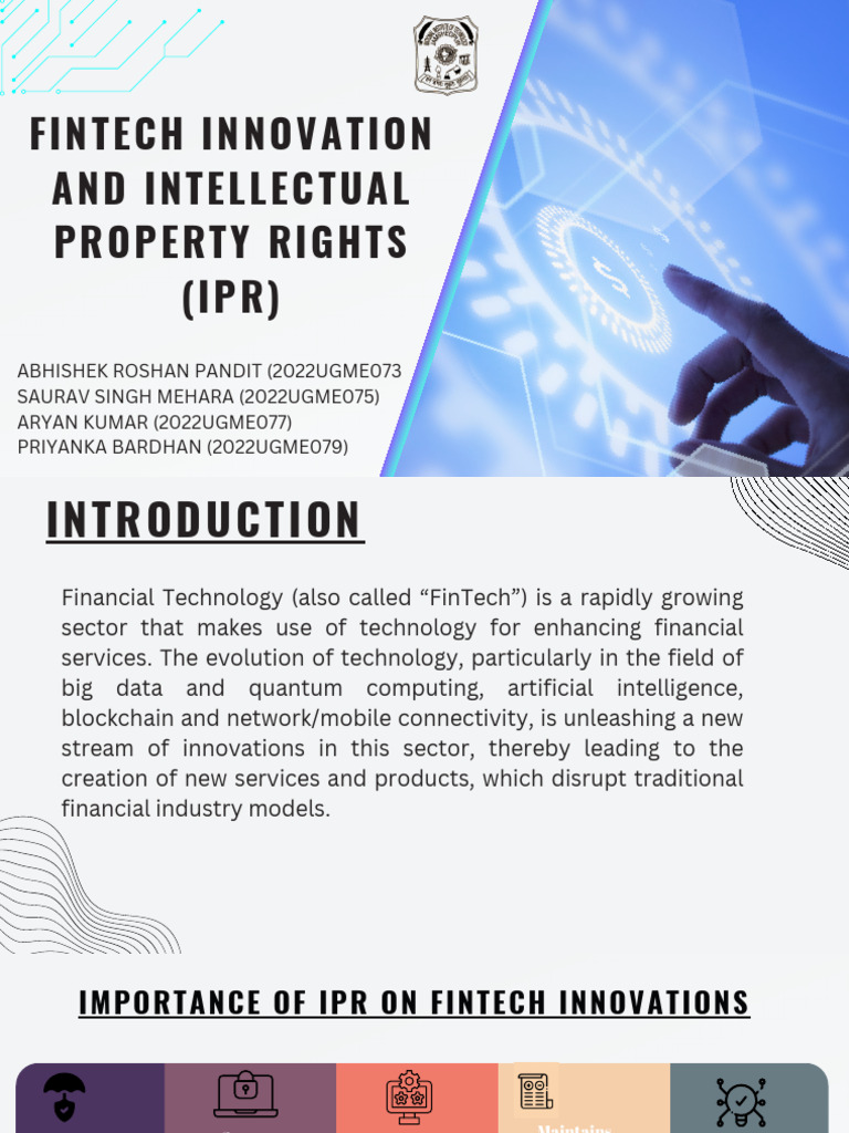 Fintech Innovation and Intellectual Property Rights (IPR) | PDF ...