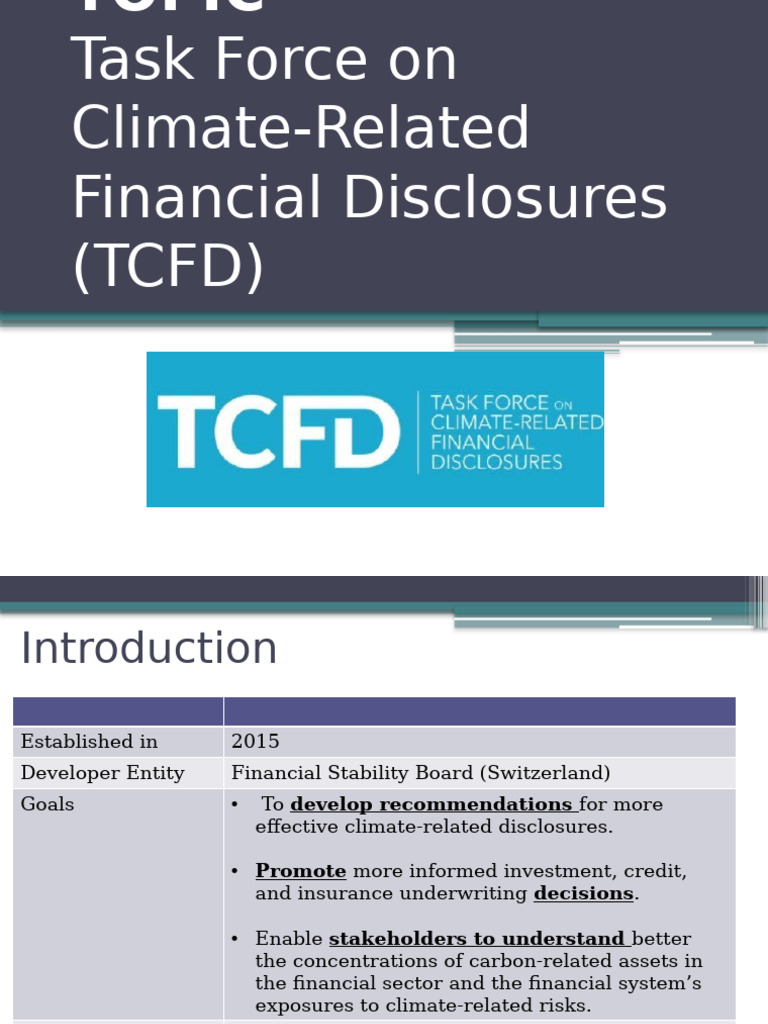 Task Force On Climate-Related Financial Disclosures | PDF