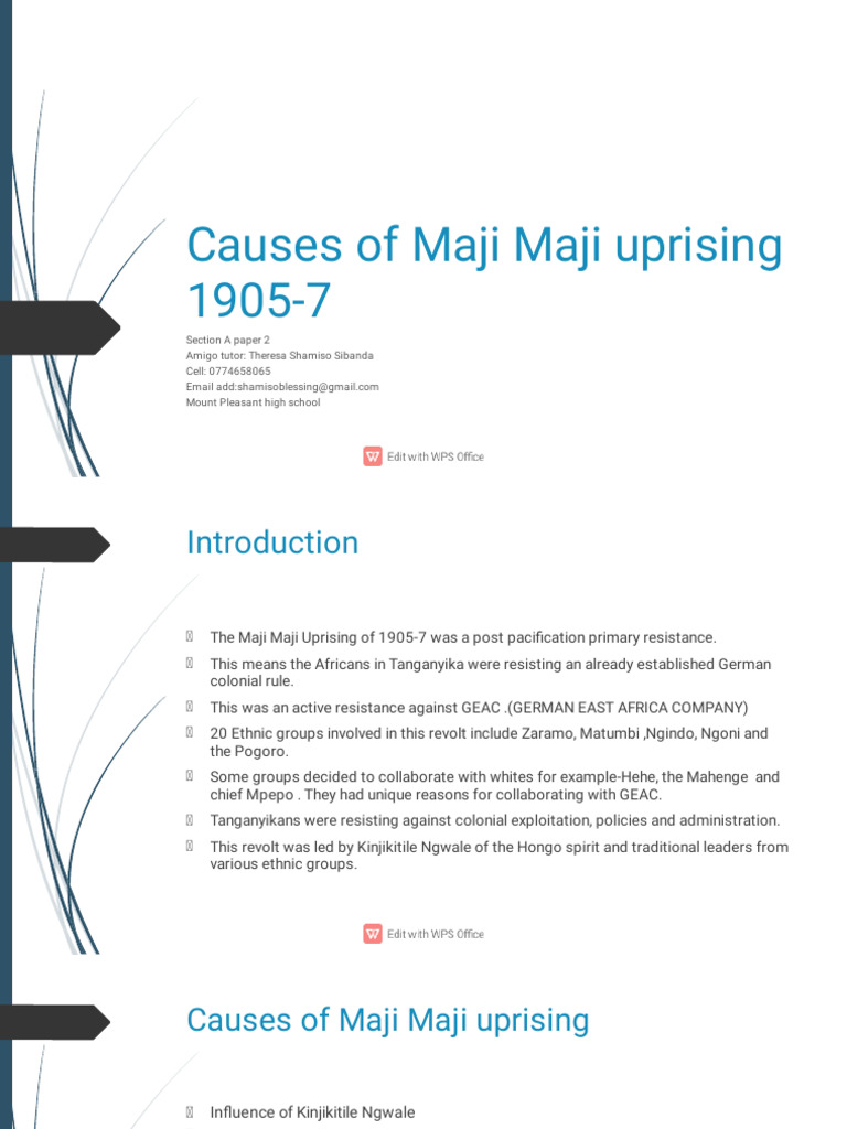 Causes of Maji Maji Uprising 1905-7 | PDF