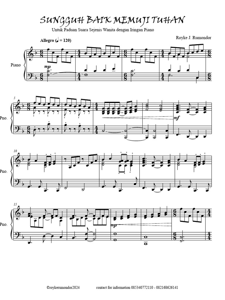 Piano - Sungguh Baik Memuji Tuhan | PDF