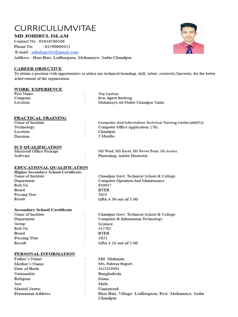 MD Johirul Islam For CVJ | PDF