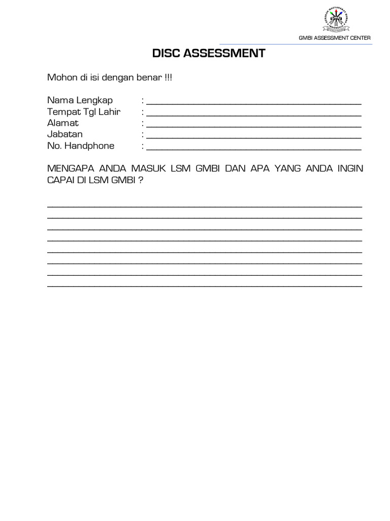 New Disc Assessment | PDF