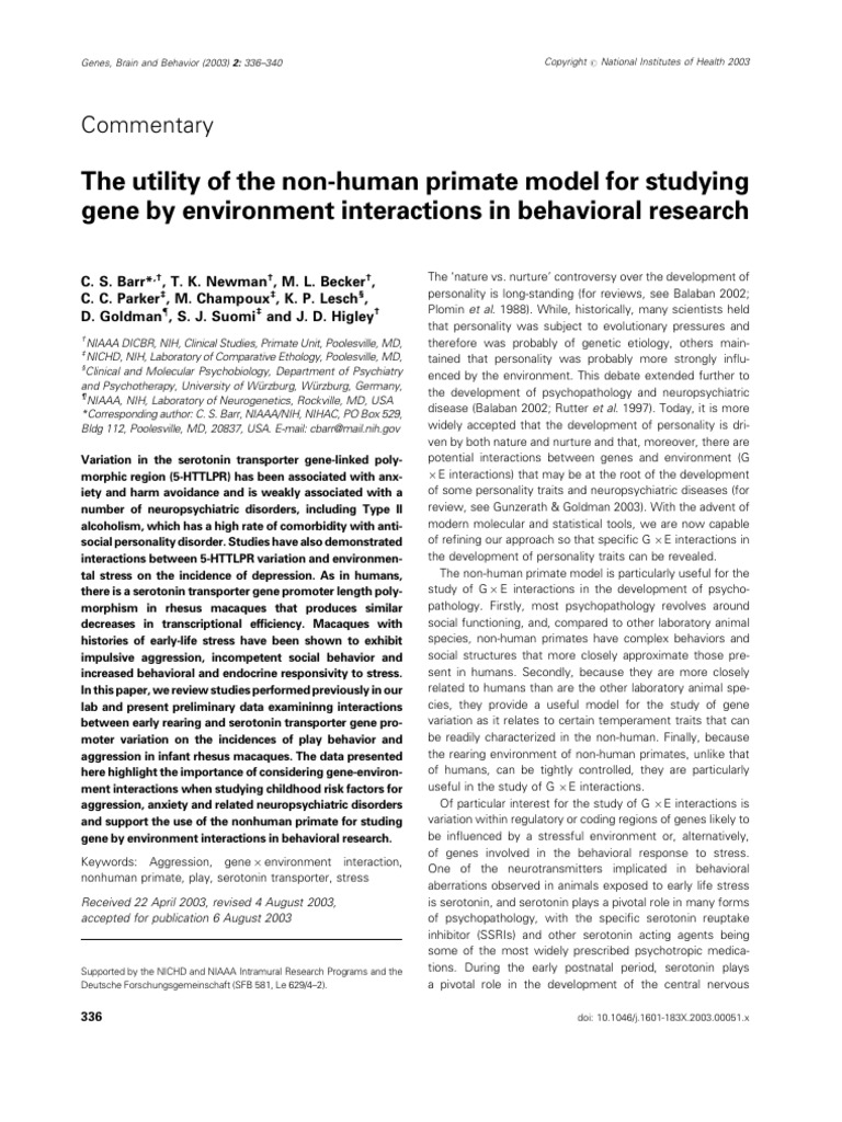 The Utility of Non-Human Primate Model For Studyin | PDF