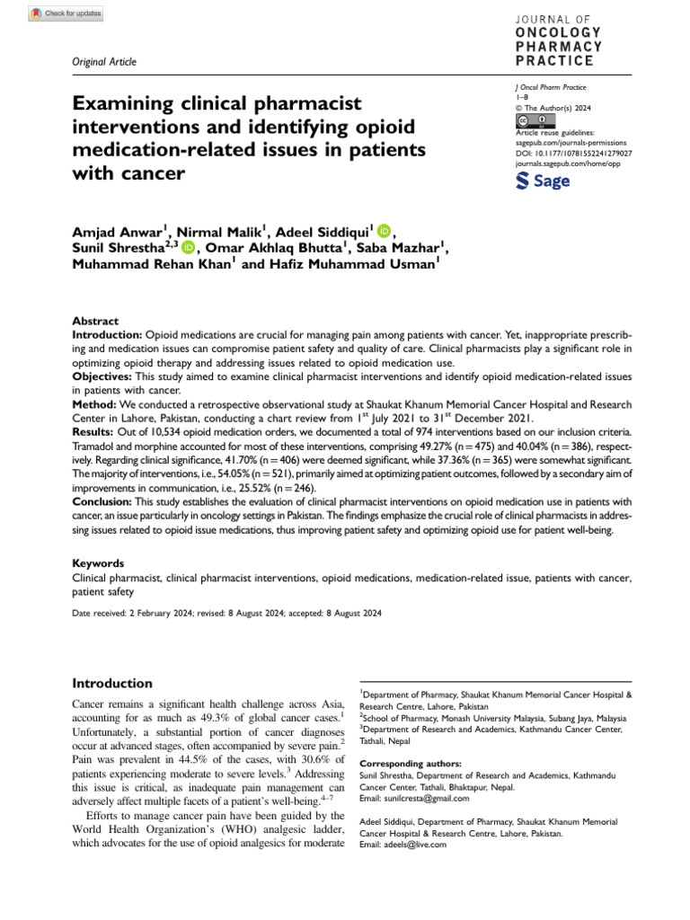 Examining Clinical Pharmacist Interventions | PDF