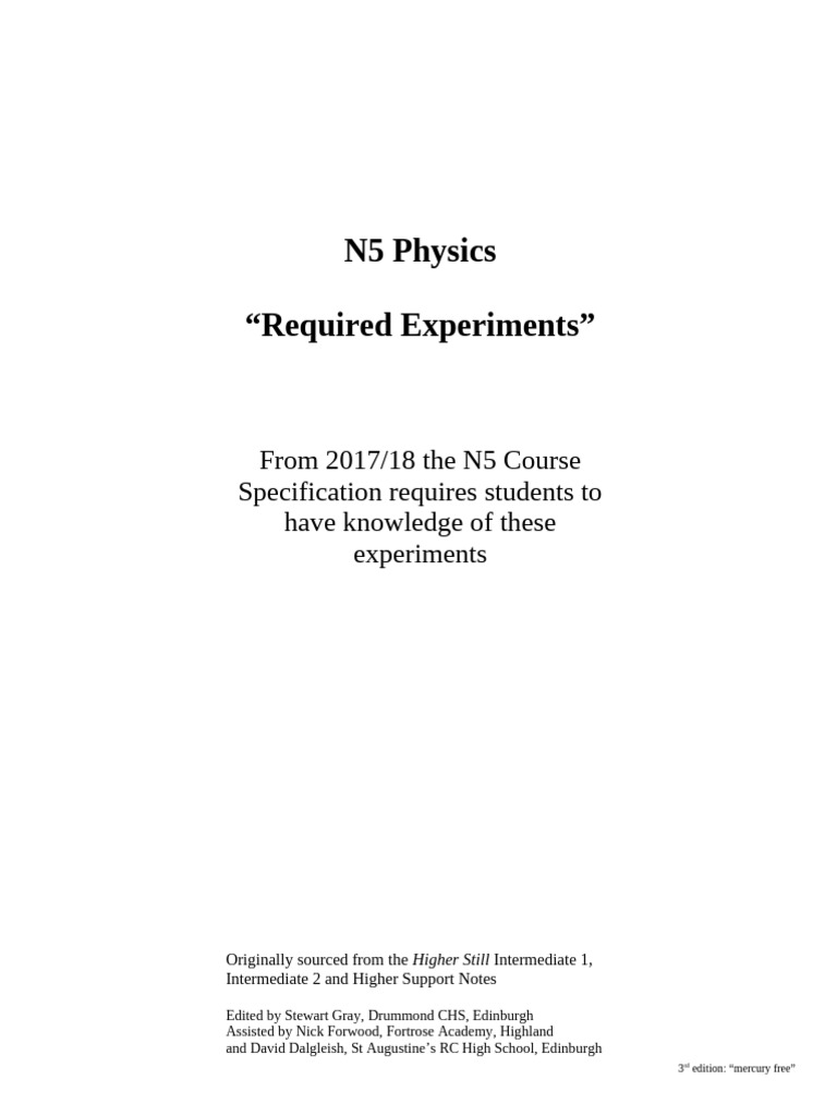 N5 Physics Required Experiments v3 | PDF