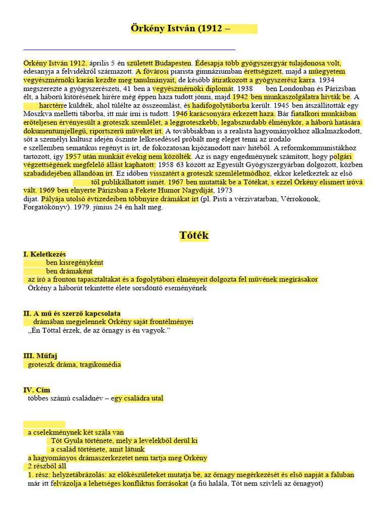 Örkény Tóték | PDF