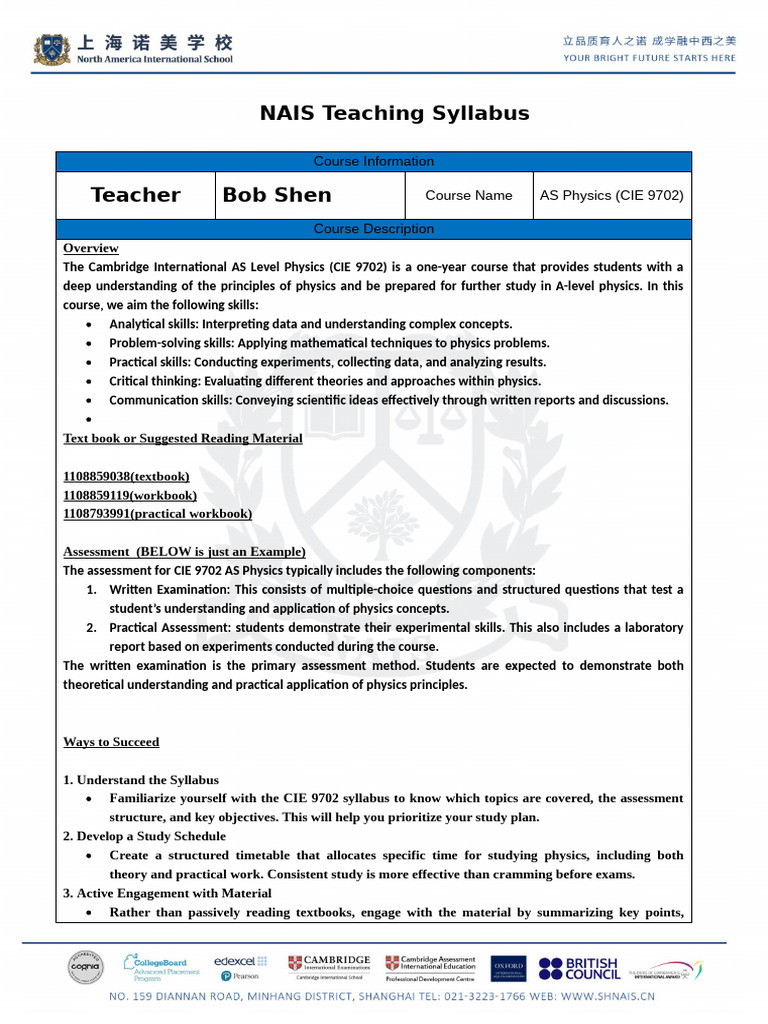 Syllabus AS Physics | PDF