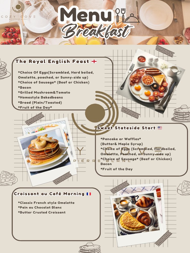 New Beige and Cream Simple Breakfast Menu | PDF
