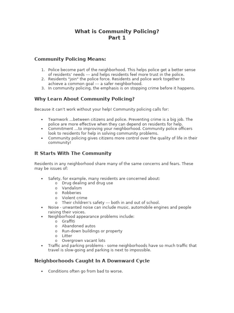 What Is Community Policing | PDF | Community Policing | Police