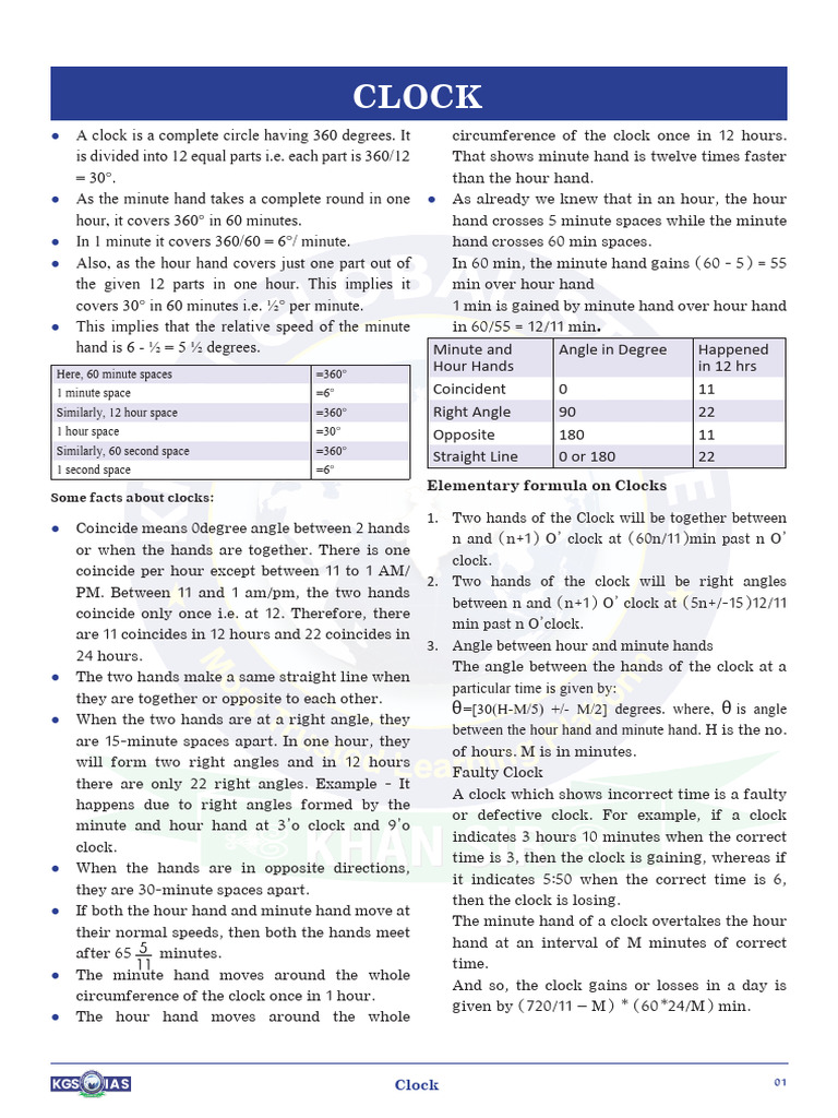 Clock Theory & Practice Ques - 9991144511 | PDF
