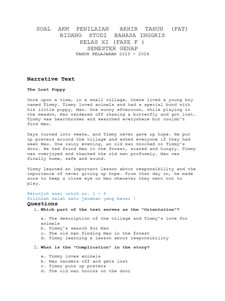 SOAL AKM B. INGGRIS KELAS XI | PDF