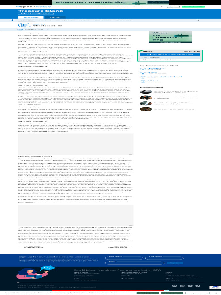 Treasure Island Chapters 16-21 Summary & Analysis SparkNotes | PDF