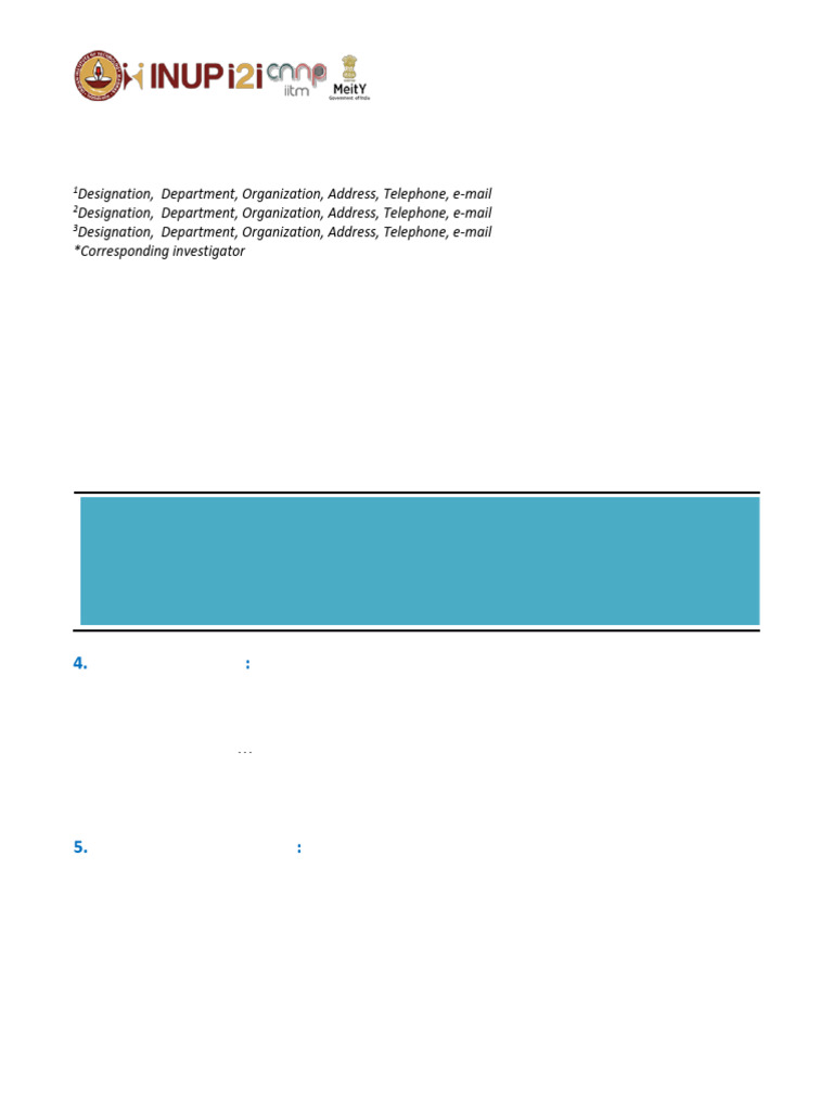 Proposal Format For INUP Short Term Fabrication&Characterization | PDF