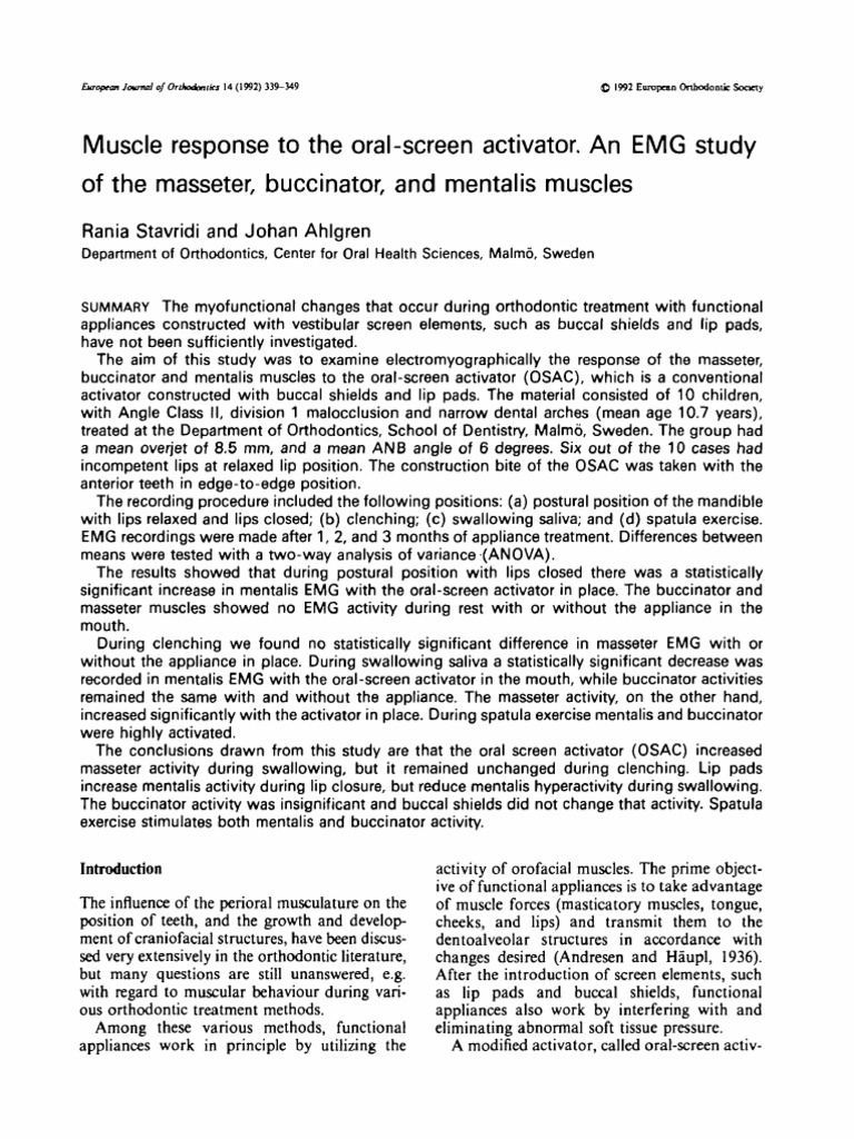 Oral Screen Muscle Response | PDF