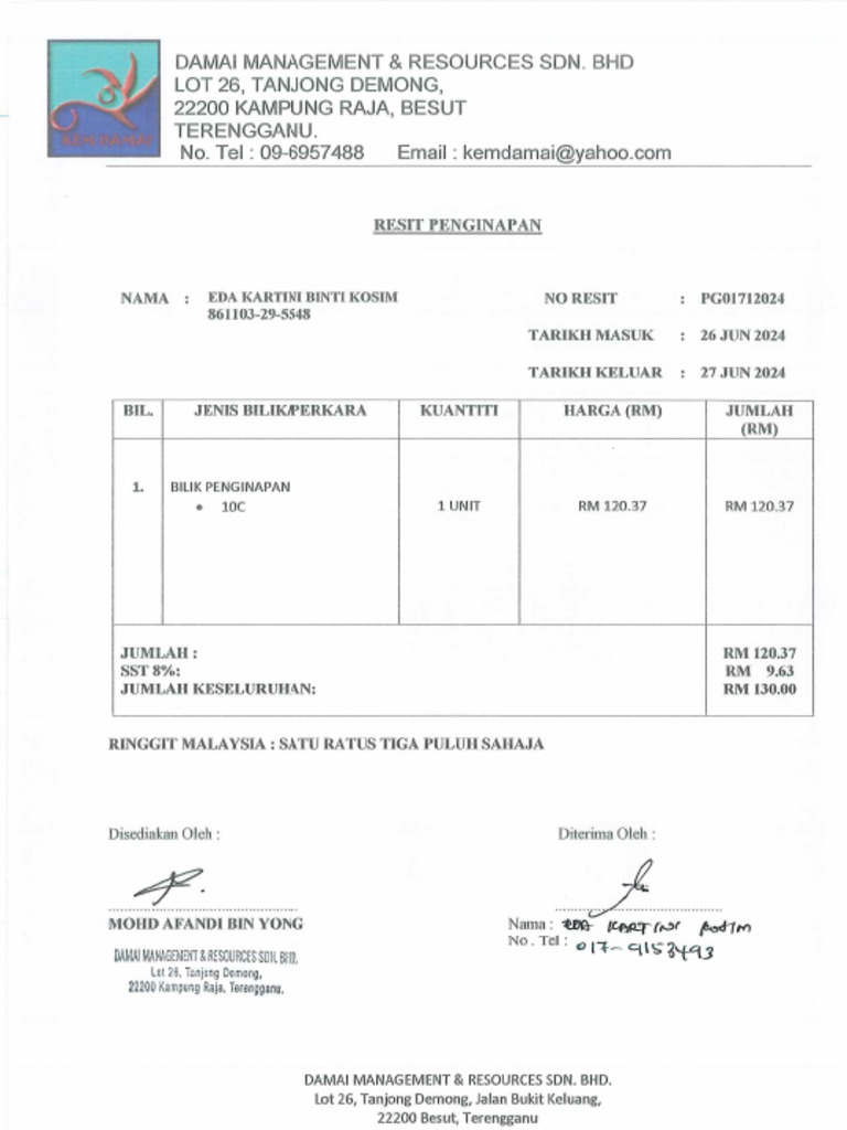 Resit Hotel Damai | PDF