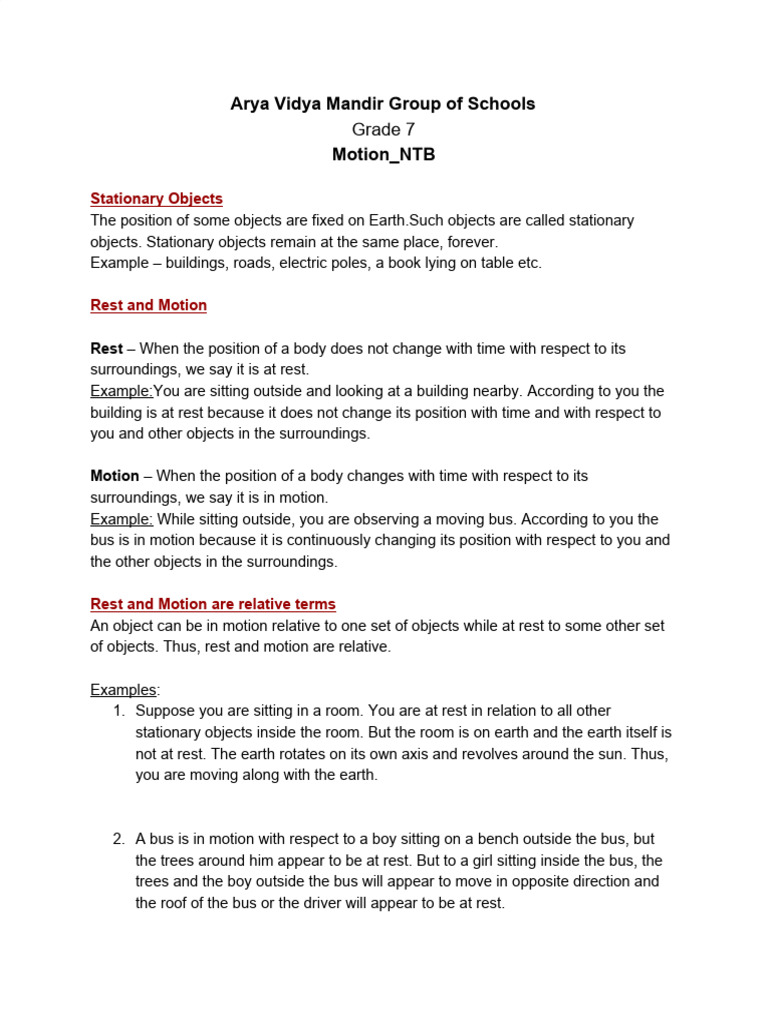 STD 7 Motion NTB-1 | PDF