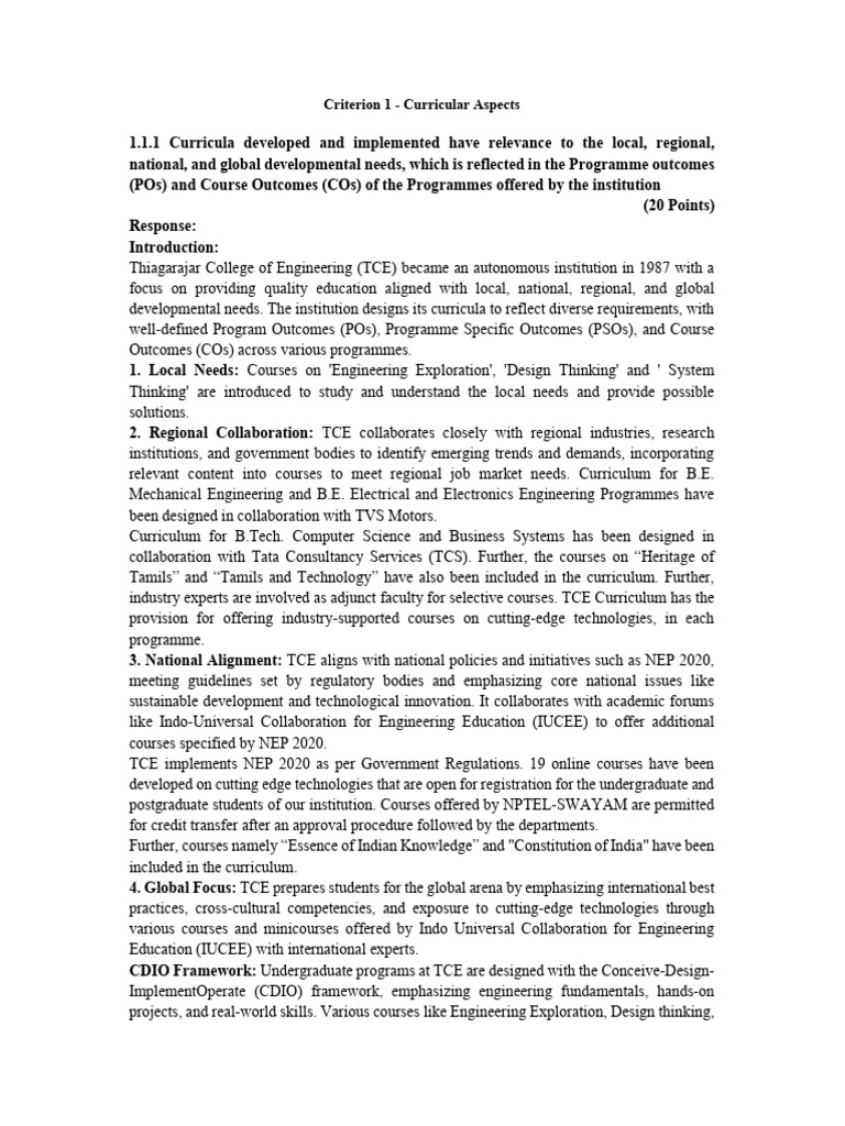 NAAC Cycle II Qualitative Metrics WriteUp | PDF