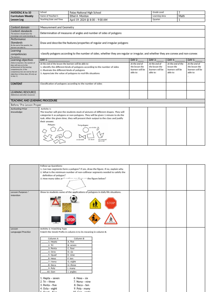 Matatag Lesson Exemplar | PDF