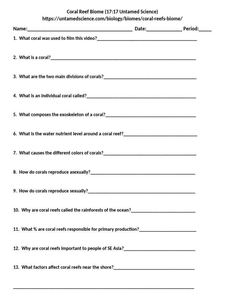 Coral Reef Biome Video | PDF