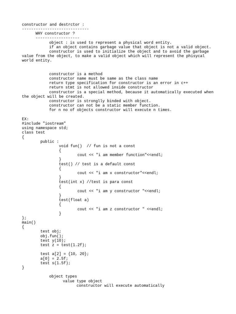 Day 5constructor & Destructor Part I | PDF | Programación de computadoras | Paradigmas de ...