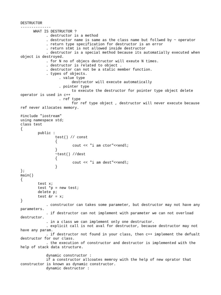 Day 6constructor & Destructor Part II | PDF | C ++ | Métodos y materiales de enseñanza