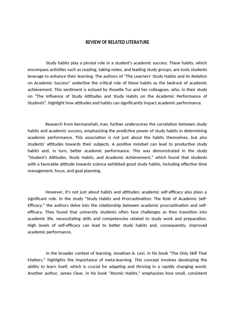 RRL-study-habits_VILLA | PDF