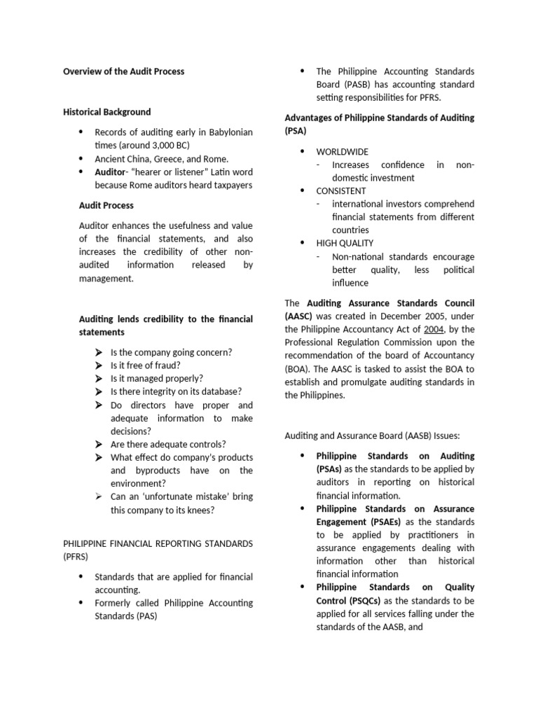 Overview of The Audit Process | PDF