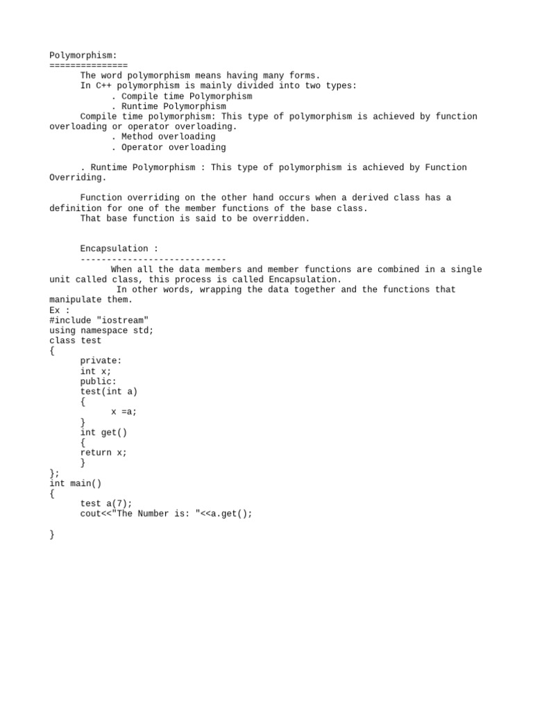 Polymorphism And Encapsulation Pdf