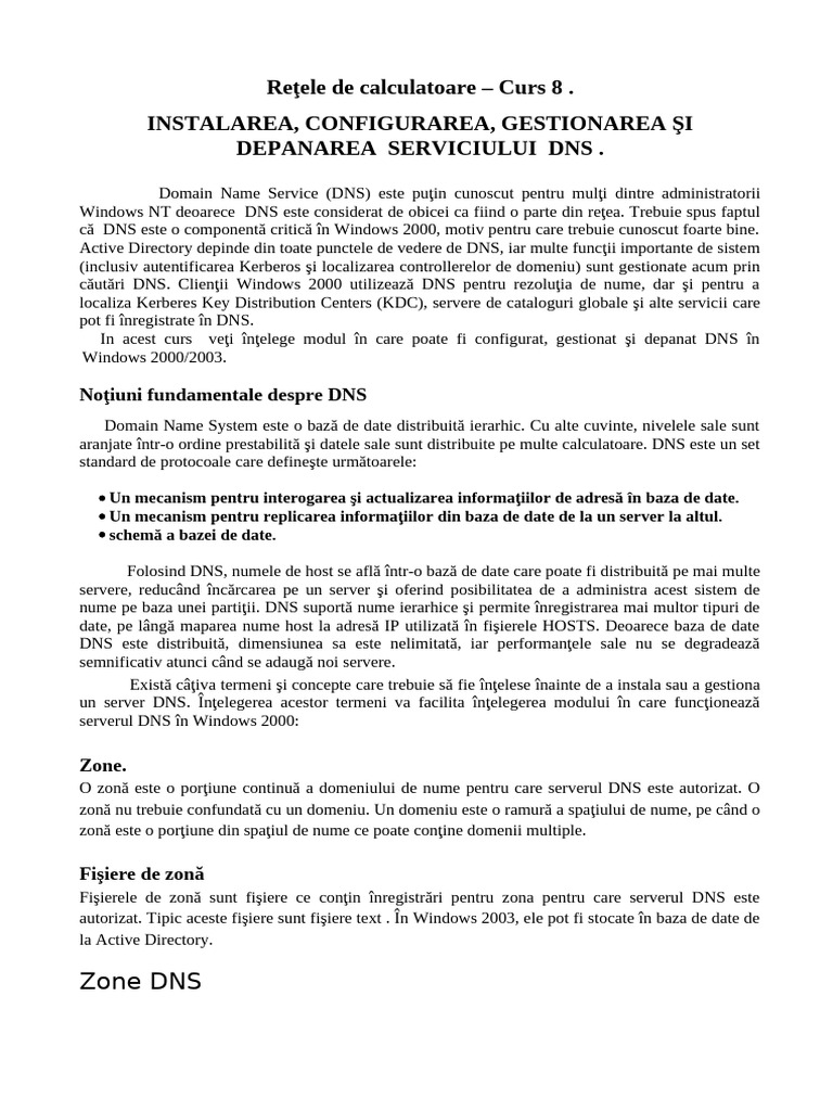 Curs8 - Retele de Calculatoare-Instalarea Si Configurarea Serviciilor ...