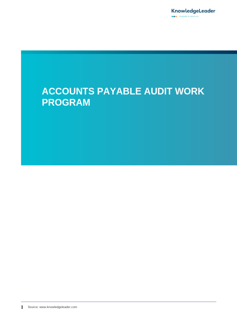 Accounts Payable Audit Work Program | PDF | Accounts Payable | Audit