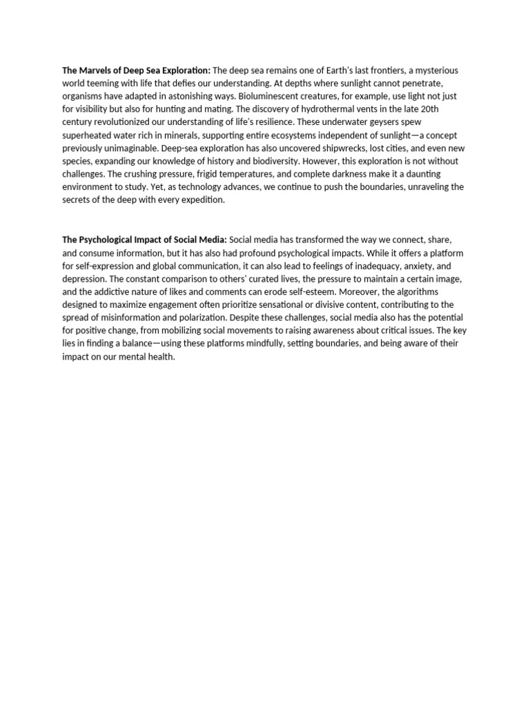 The Marvels of Deep Sea Exploration | PDF