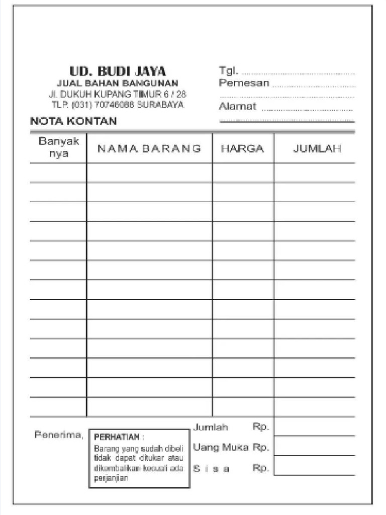 PDF Nota Penjualan Toko Bangunan Compress | PDF