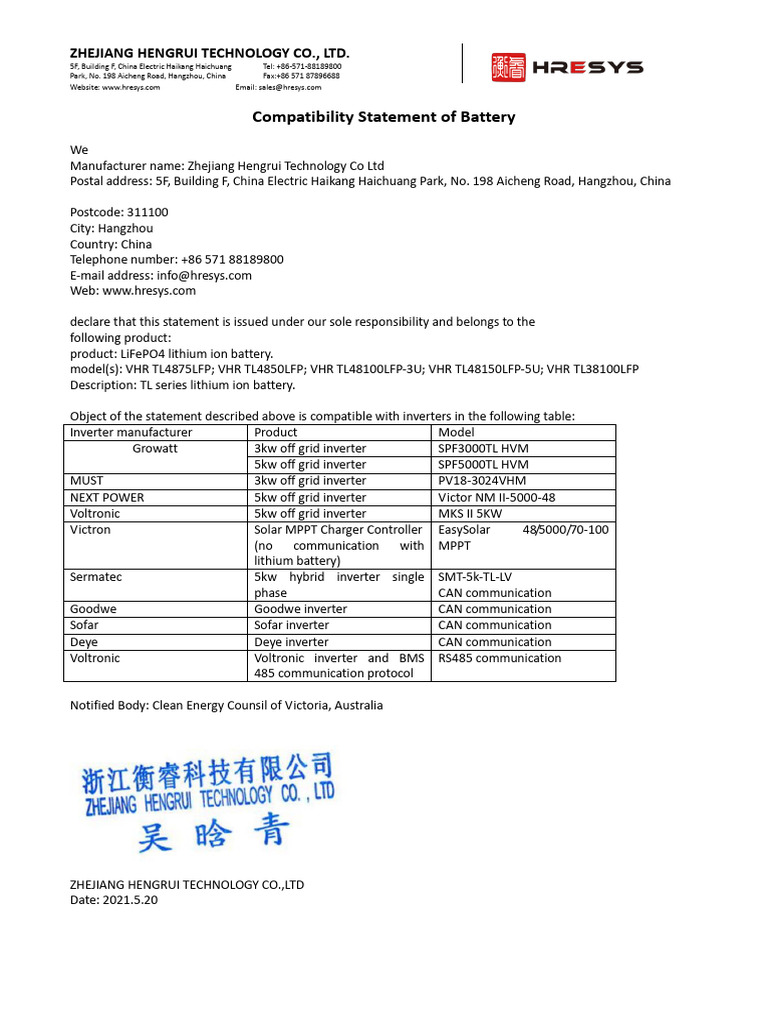 Compatibility Statement Letter | PDF
