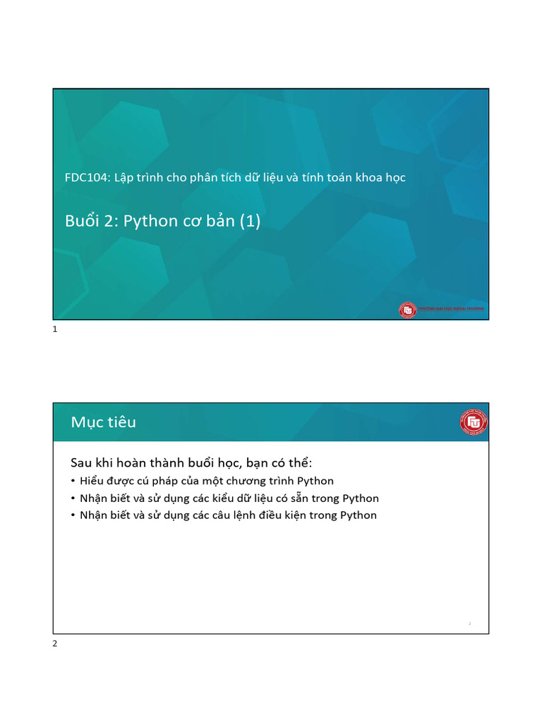 Lecture 2 Python Basics 1 For Student | PDF