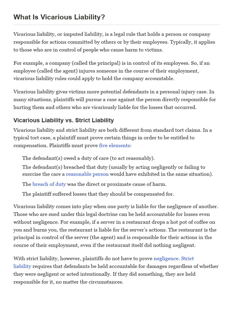 What Is Vicarious Liability - Definition & Examples - Forbes Advisor | PDF
