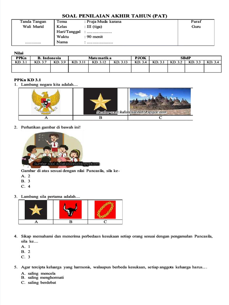 PDF Soal Pas Kelas 3 Tema 8 - Compress | PDF