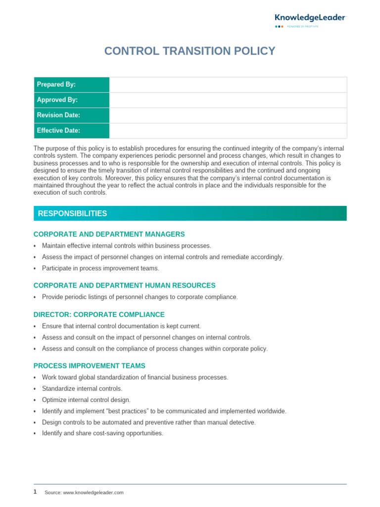 Control Transition Policy | PDF