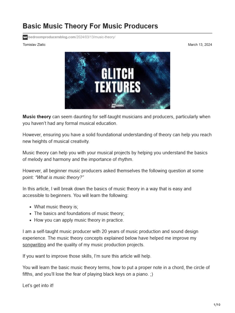 Basic Music Theory For Music Producers - English | PDF