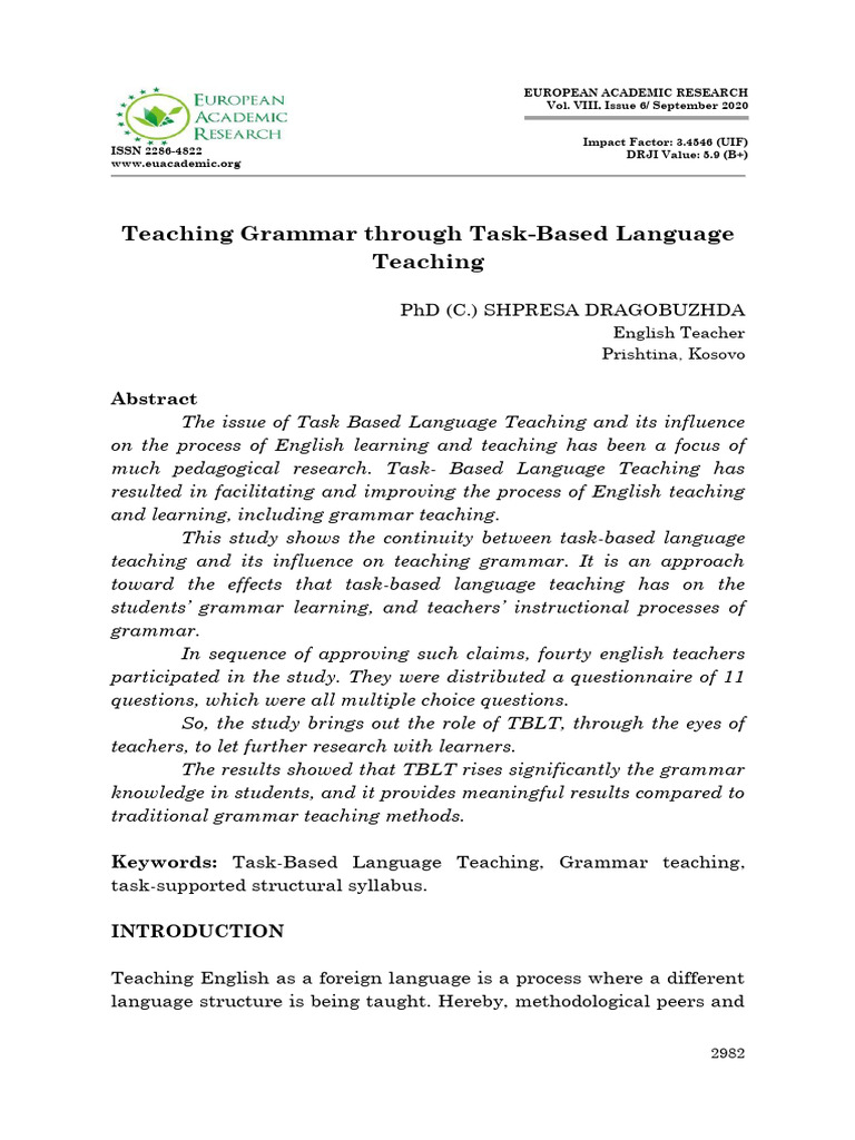 Task Based Grammar Teaching | PDF