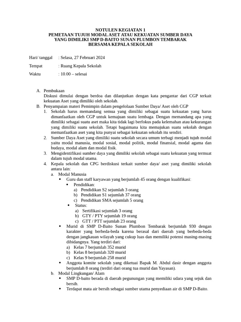 notulen Kepala Sekolah | PDF