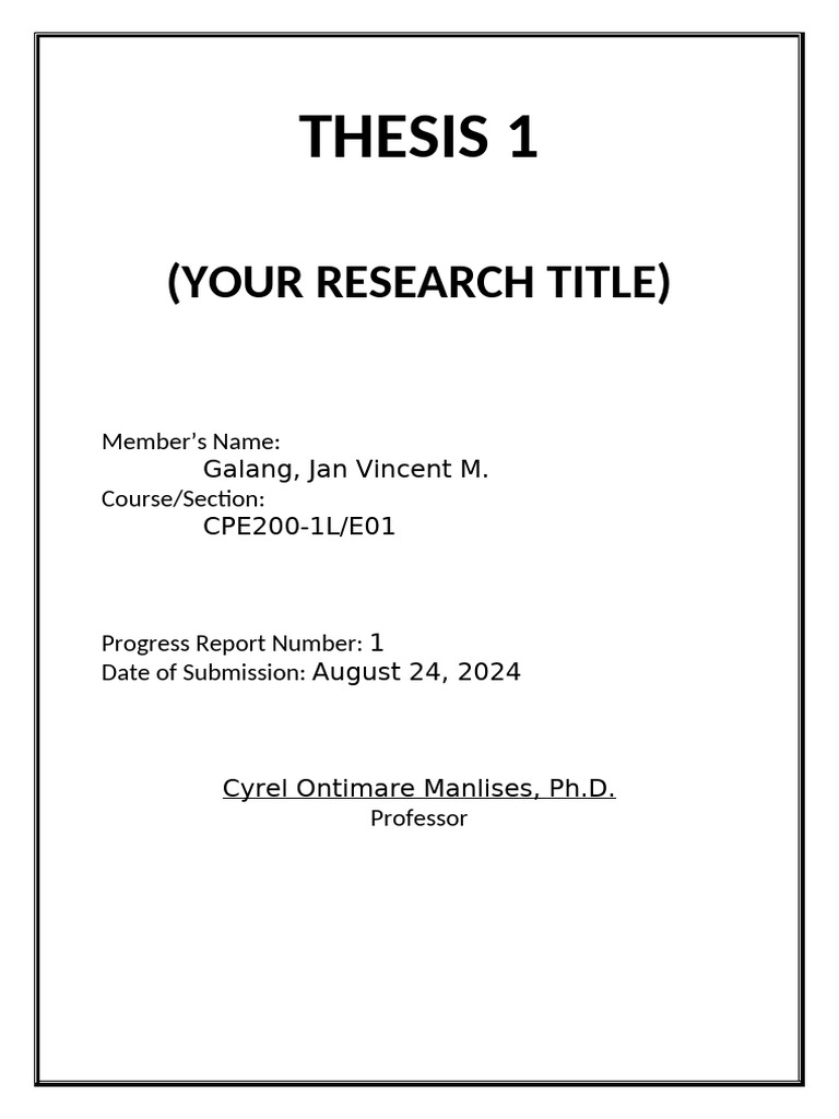Progress Report Format - Thesis1 | PDF